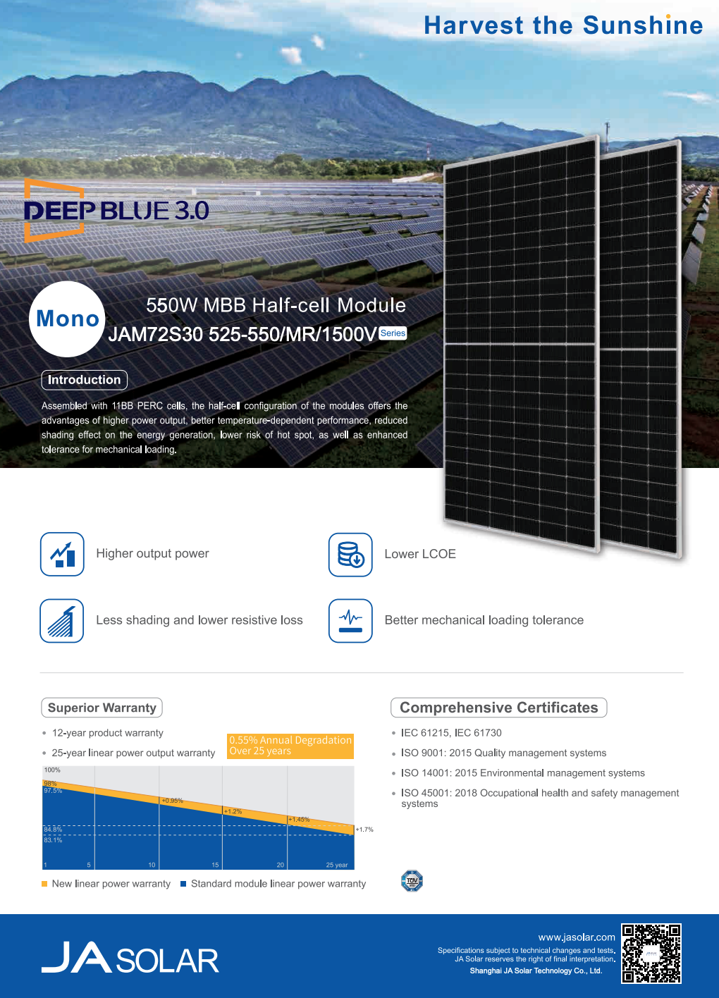 Solarmodul JA SOLAR 550 JAM72S30-550 MR SF | Guter Preis | Online-Shop ...