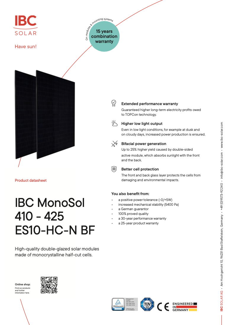 Solarmodul IBC MonoSol 425 ES10-HC-N BF Bifacial | Guter Preis | Online ...