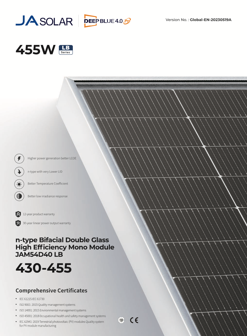 Solarmodul JA Solar 450 JAM54D40-450 LB Bifacial BF | Guter Preis ...